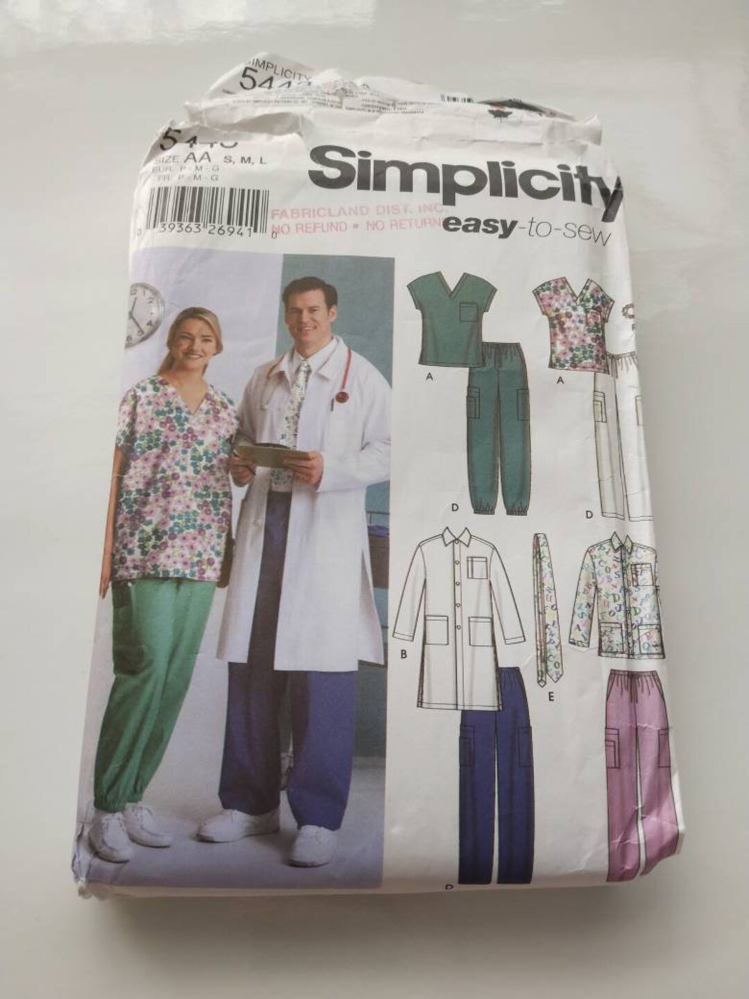 Simplicity 5443 Size AA (S,M,L) Pattern Uncut Vintage 2003 Scrub Top ...