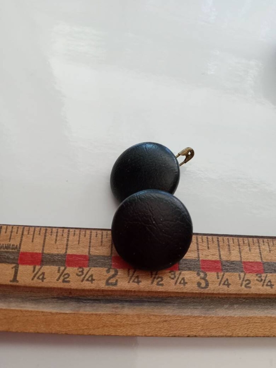 16 Black Faux Leather Shank Buttons 21 Mm Sewing Project Vintage ...