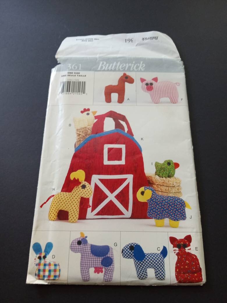 Butterick 361 Pattern Uncut 1995 Farm Set With Barn Tote Bag With ...