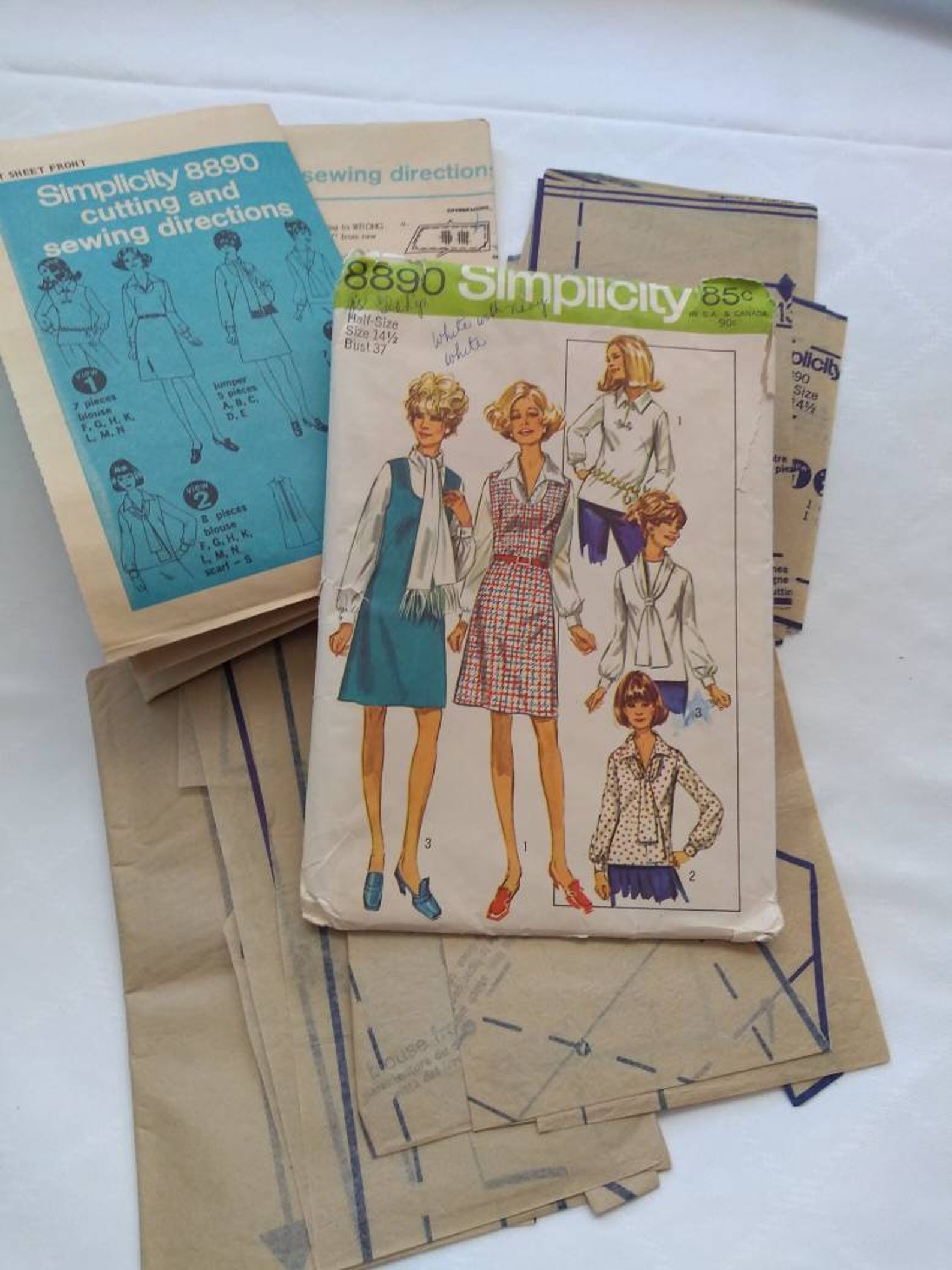 Simplicity 8890 Size Half-Size Size14 1/2 Bust 37 pattern | Etsy