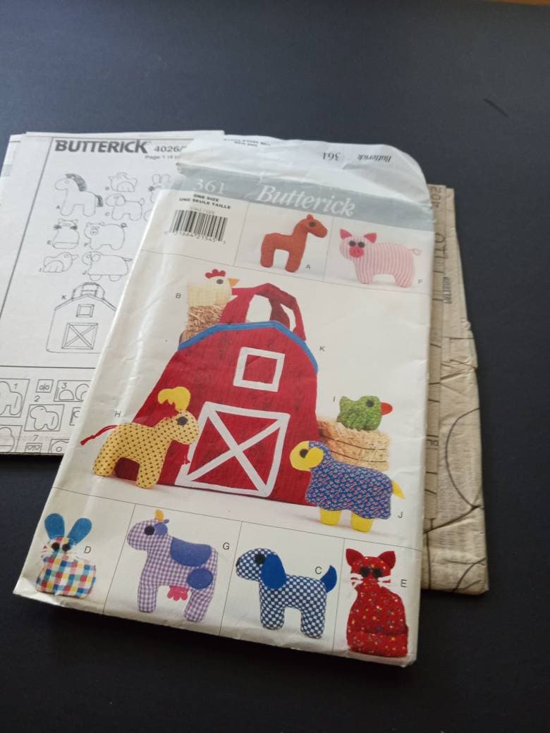 Butterick 361 Pattern Uncut 1995 Farm Set With Barn Tote Bag With ...