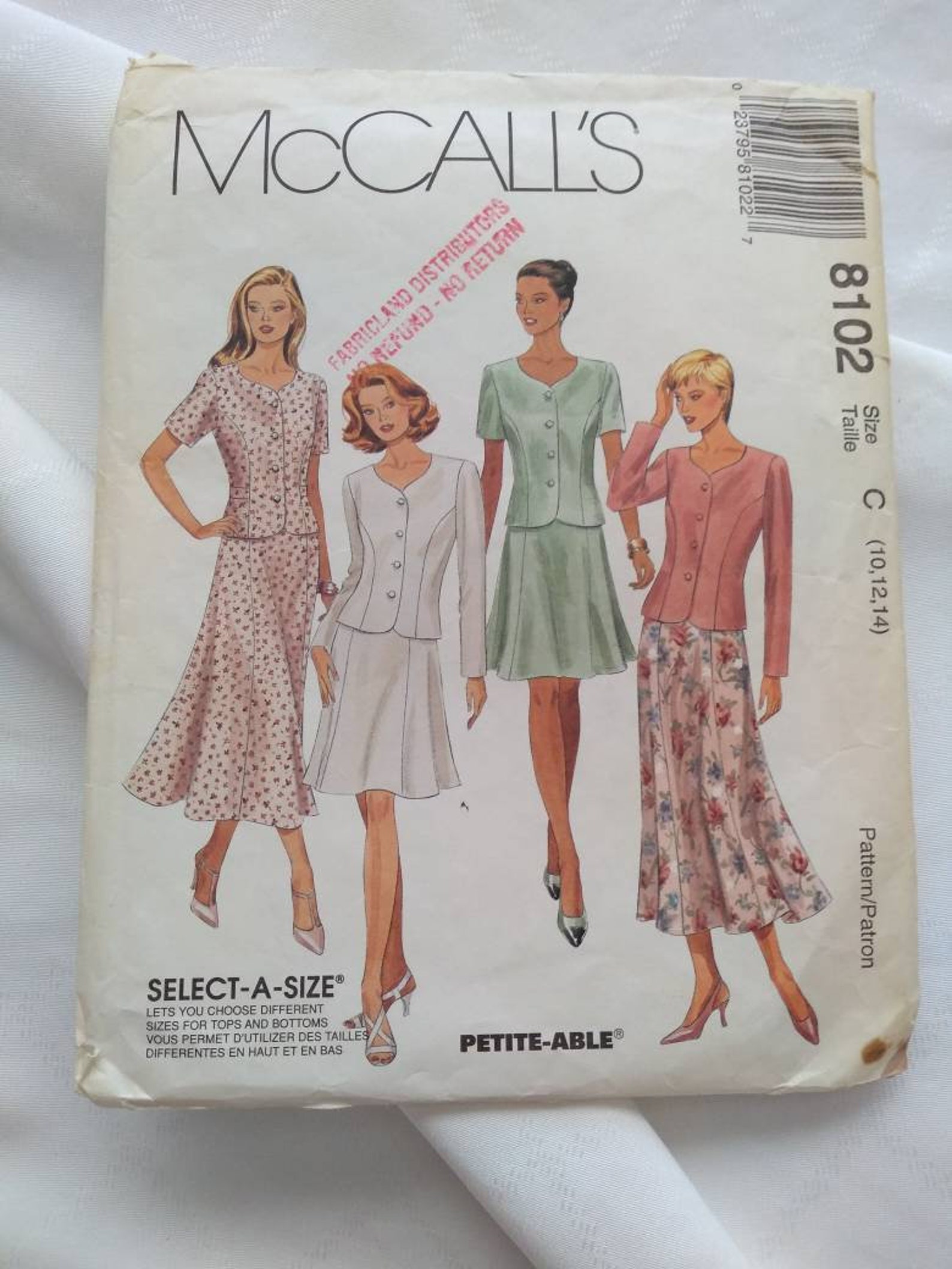 Mccall's 8102 Miss Size C 10-12-14 Pattern Cut Vintage - Etsy