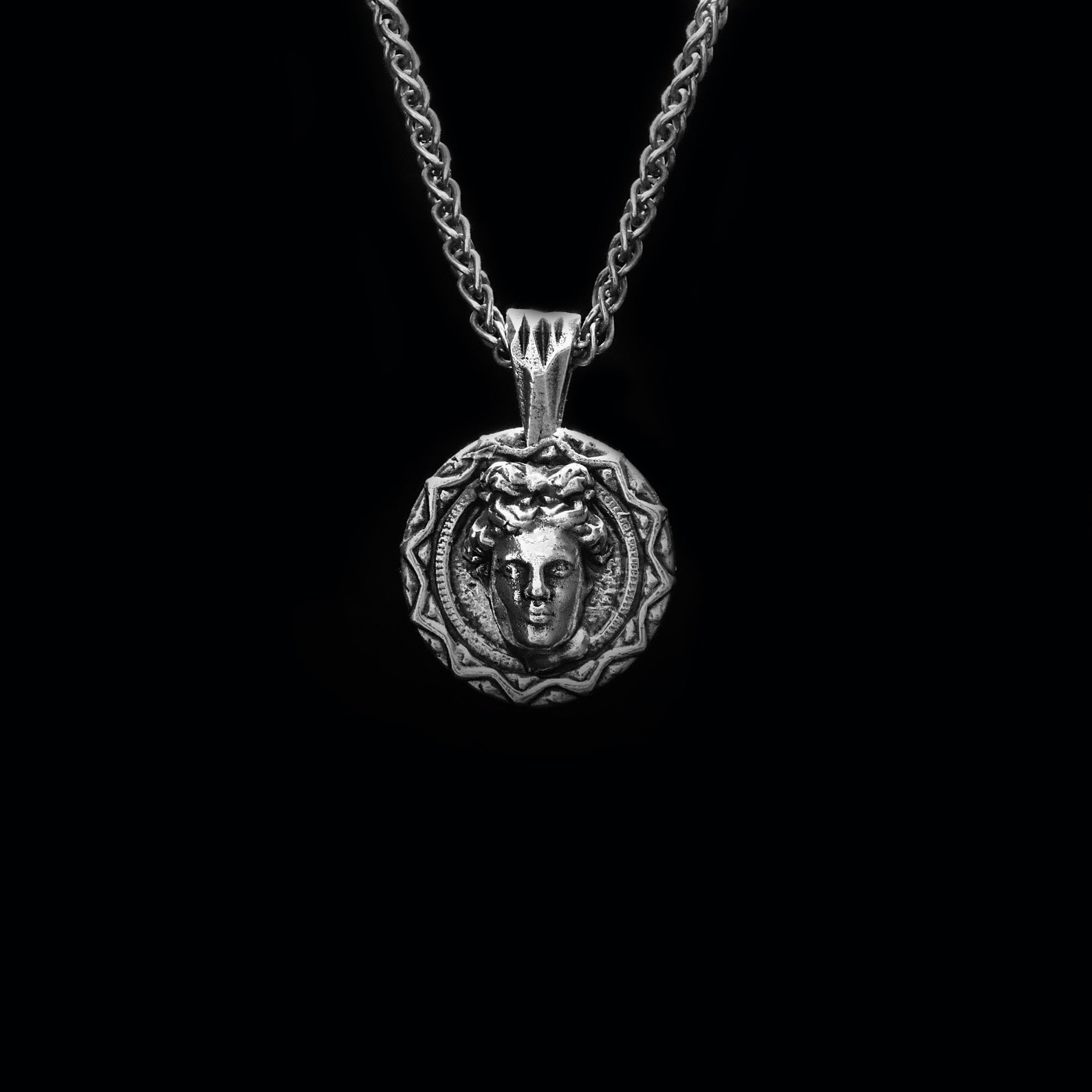 Apollo Coin Silver 925 Spiga Chain 55cm - Etsy