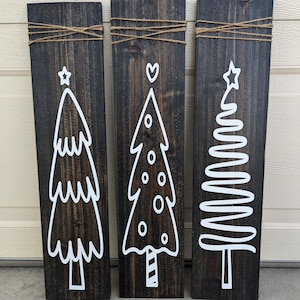 Tall Christmas Tree Wood Sign, Painted Trees, Living Room Christmas ...