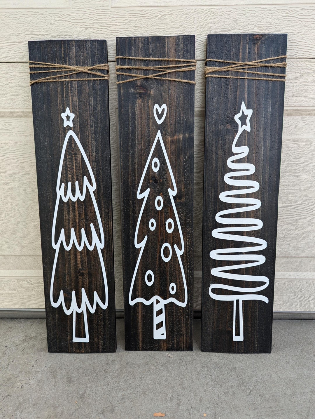 Tall Christmas Tree Wood Sign, Painted Trees, Living Room Christmas ...