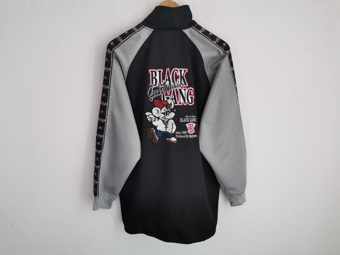 Black Gang Jacket Vintage Black Gang Magixson Embroidery Hip Hop Track ...