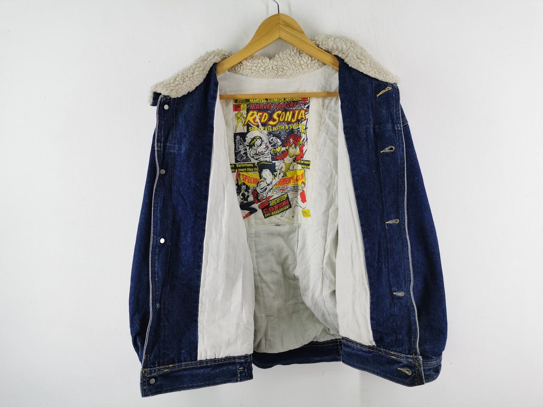 Marvel Jacket Marvel Red Sonja Conan the Barbarian Sherpa Trucker Denim ...