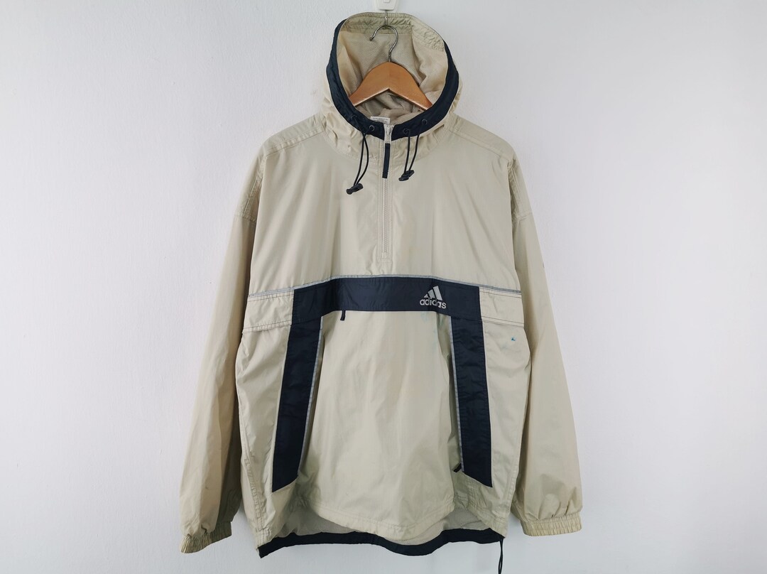 Adidas Jacket Vintage 90s Adidas Hoodie Windbreaker Jacket Size L - Etsy