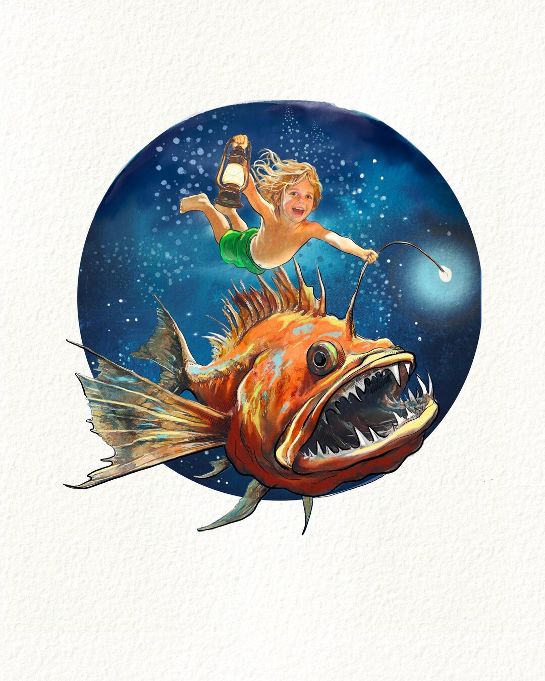 Angler Fish, Personalized Children’s Illustration, Custom Children’s ...