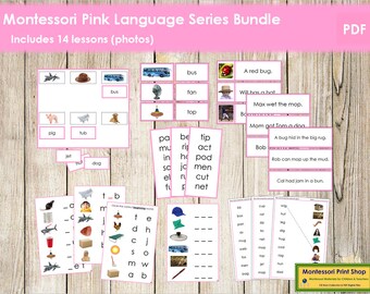 Montessori Pink Phonetic Language Series Bundle CLIPART | Etsy