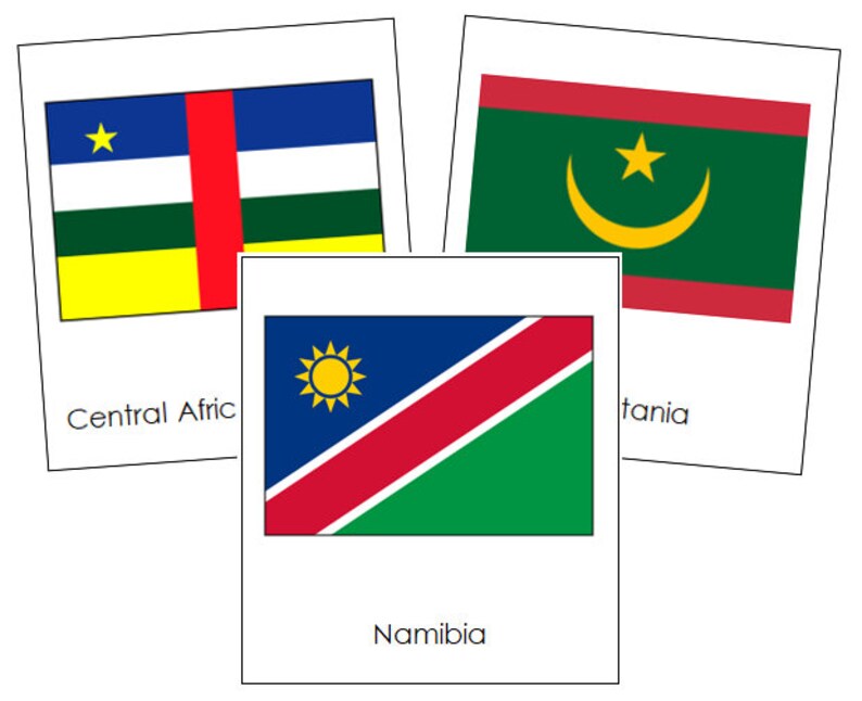 Flags of Africa Montessori Continent Cards Geography | Etsy