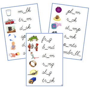 Montessori Blue Phonetic Language Series Bundle CURSIVE (clipart ...