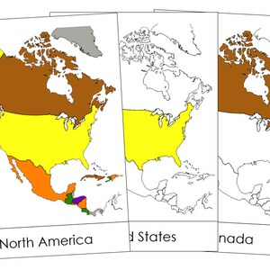 Montessori North America Deluxe Continent Bundle [color-coded]: 3-part ...