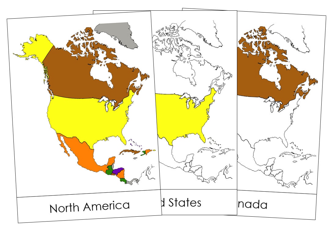 Montessori North America Deluxe Continent Bundle [color-coded]: 3-part ...