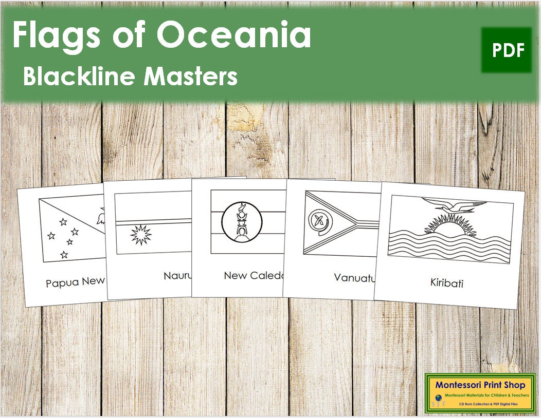 Flags of Oceania Blackline Masters Geography Printable - Etsy