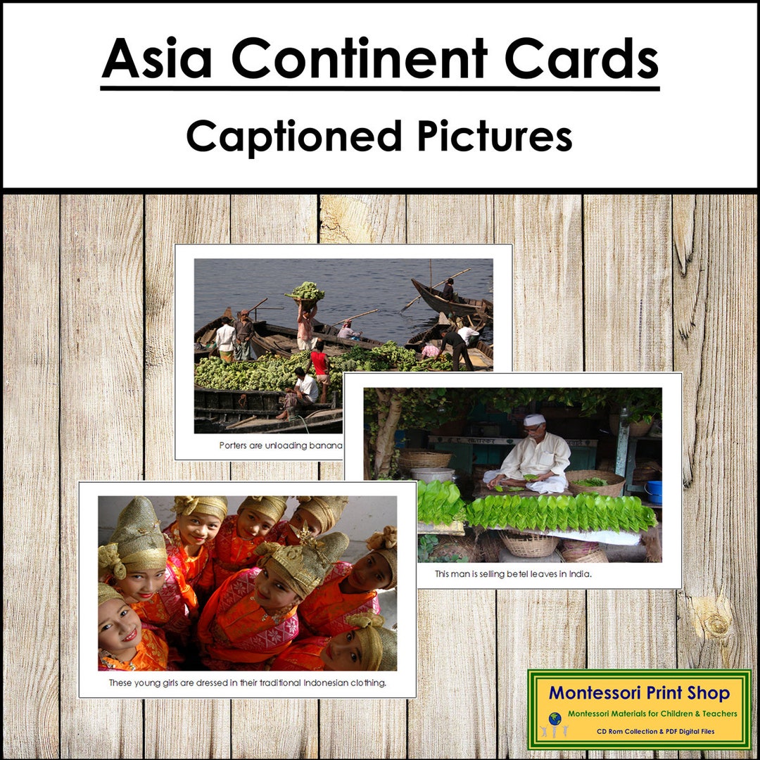 Montessori Asia Continent Cards - Geography (digital Download) - Etsy