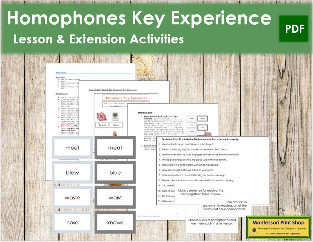 Homophones Key Experience Elementary Montessori Language & - Etsy
