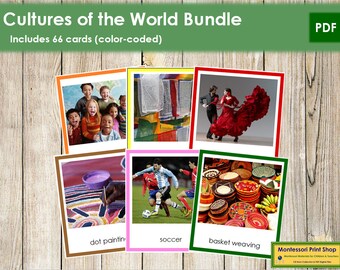 Montessori Maps of the World Bundle color-coded Geography | Etsy