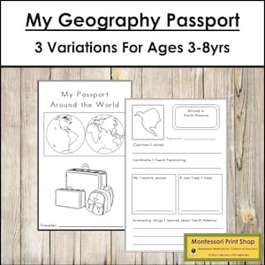My Geography Passport Montessori Continent Study Printable Montessori ...