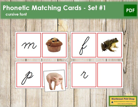 Phonetic Matching Cards Set 1 CURSIVE Montessori Language | Etsy