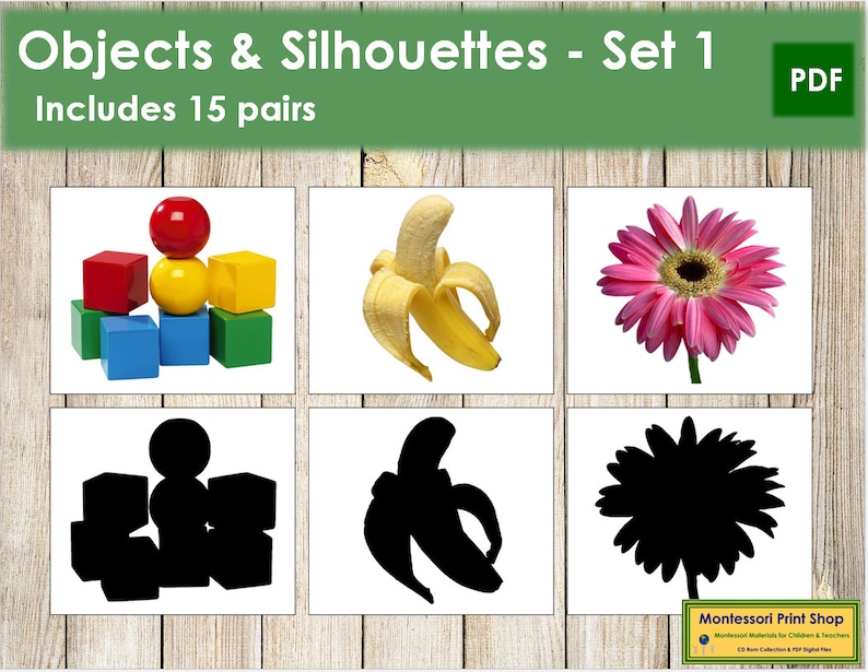Silhouette Matching Cards Set 1 objects Printable Toddler - Etsy