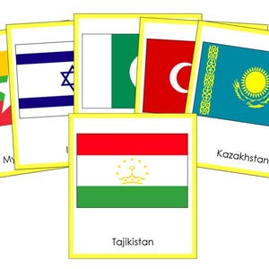 Montessori Flags of Asia [color-coded] - Montessori Continent Cards ...