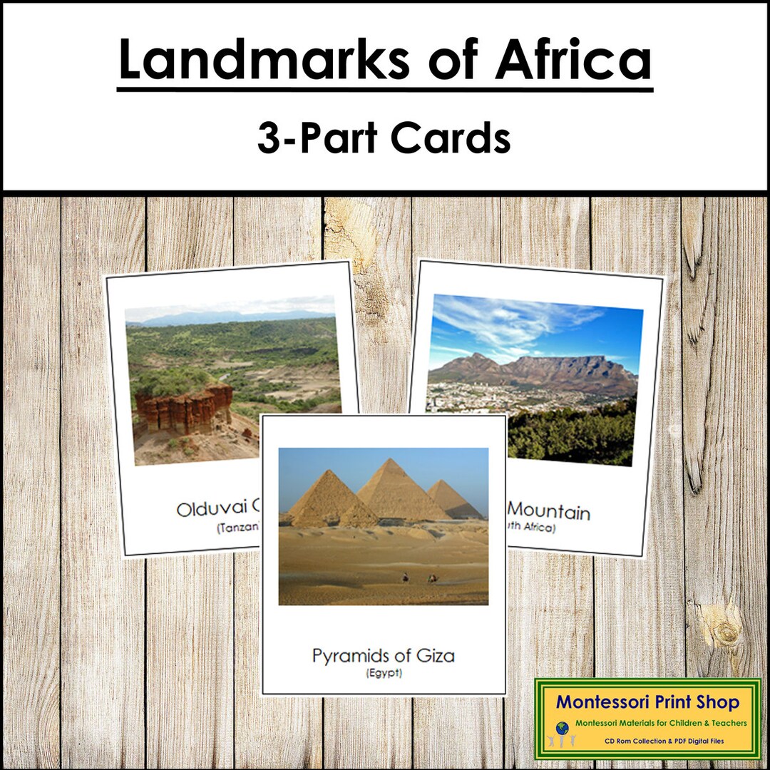 Landmarks of Africa - Montessori Continent Cards - Geography ...