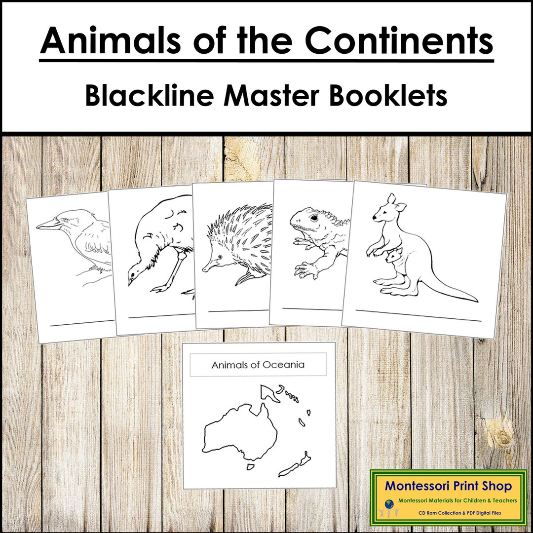 Animals of the Continents Booklets blackline Masters Montessori Zoology ...