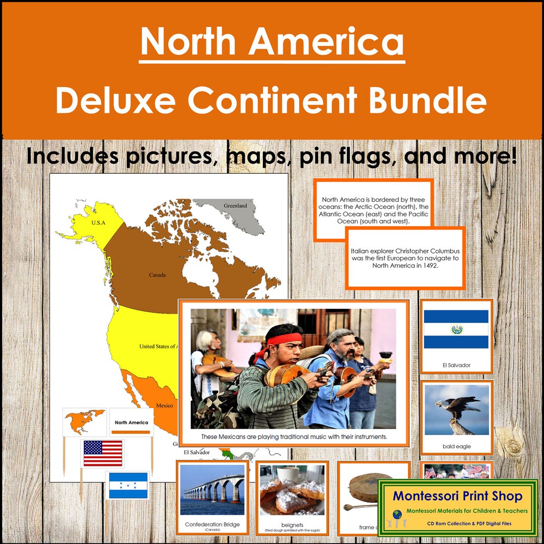 Montessori North America Deluxe Continent Bundle [color-coded]: 3-part ...