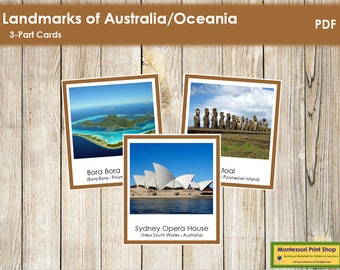 Flags of Australia color-coded Montessori Continent Cards | Etsy