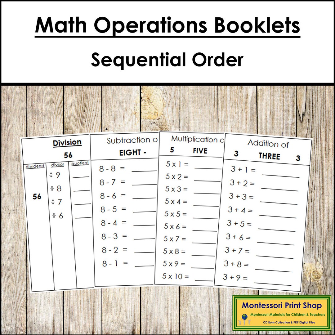 Math Operations Booklets [sequential Order] - Primary Montessori Math ...
