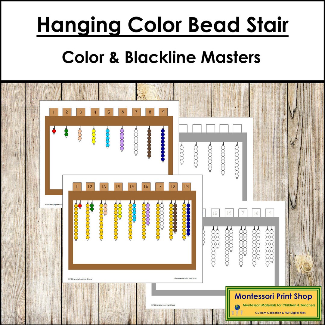 Montessori Hanging Bead Stair Extension Sheets [color & Blackline ...