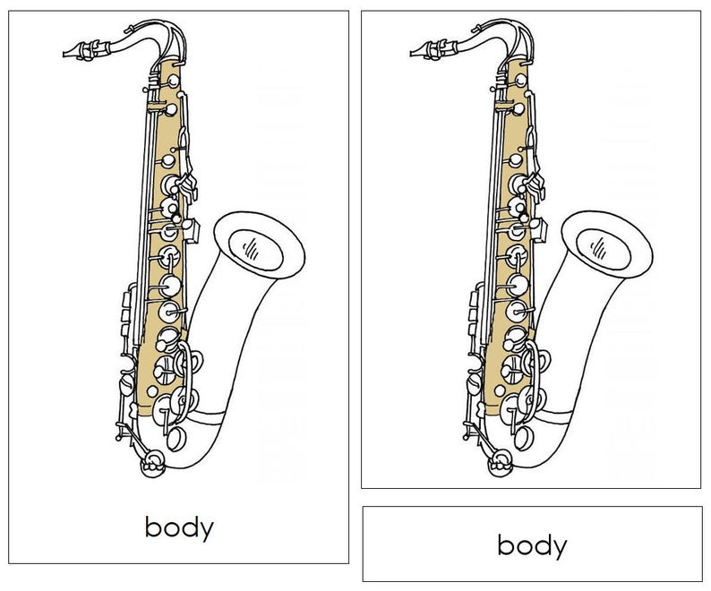 Parts of a Saxophone Nomenclature 3-part Cards & Blackline Master ...