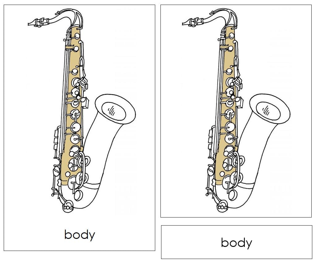 Parts of a Saxophone Nomenclature 3-part Cards & Blackline Master ...
