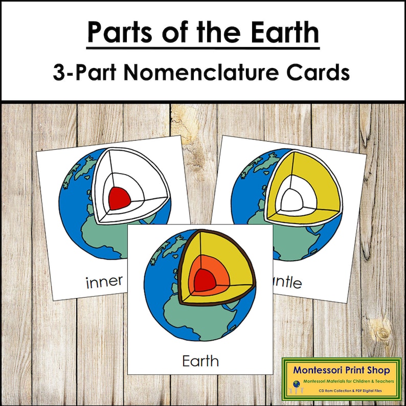 Parts of the Earth 3-part Cards Printable Montessori Nomenclature ...
