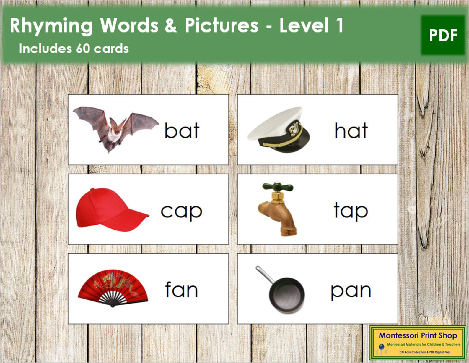 Rhyming Words & Pictures Level 1 Montessori Language | Etsy