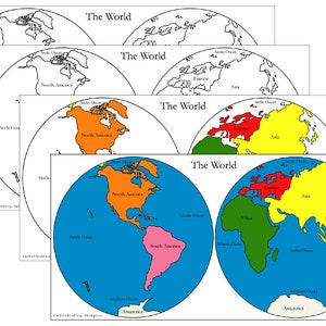 Montessori Map of the World [hemispheres] - Geography (digital Download ...