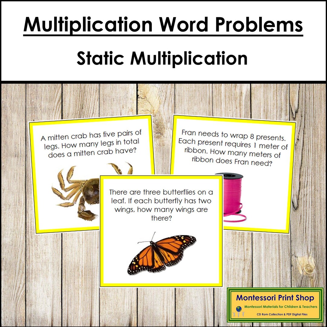 Multiplication Word Problems Set 1 [static Multiplication, Color-coded ...