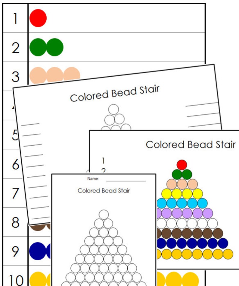 Montessori Color Bead Stair Control Chart [color & Blackline Masters ...