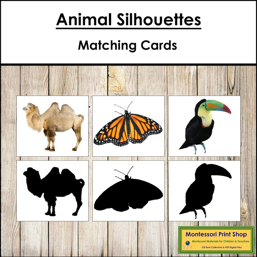 Animal Silhouette Matching Cards - Printable Montessori Materials ...