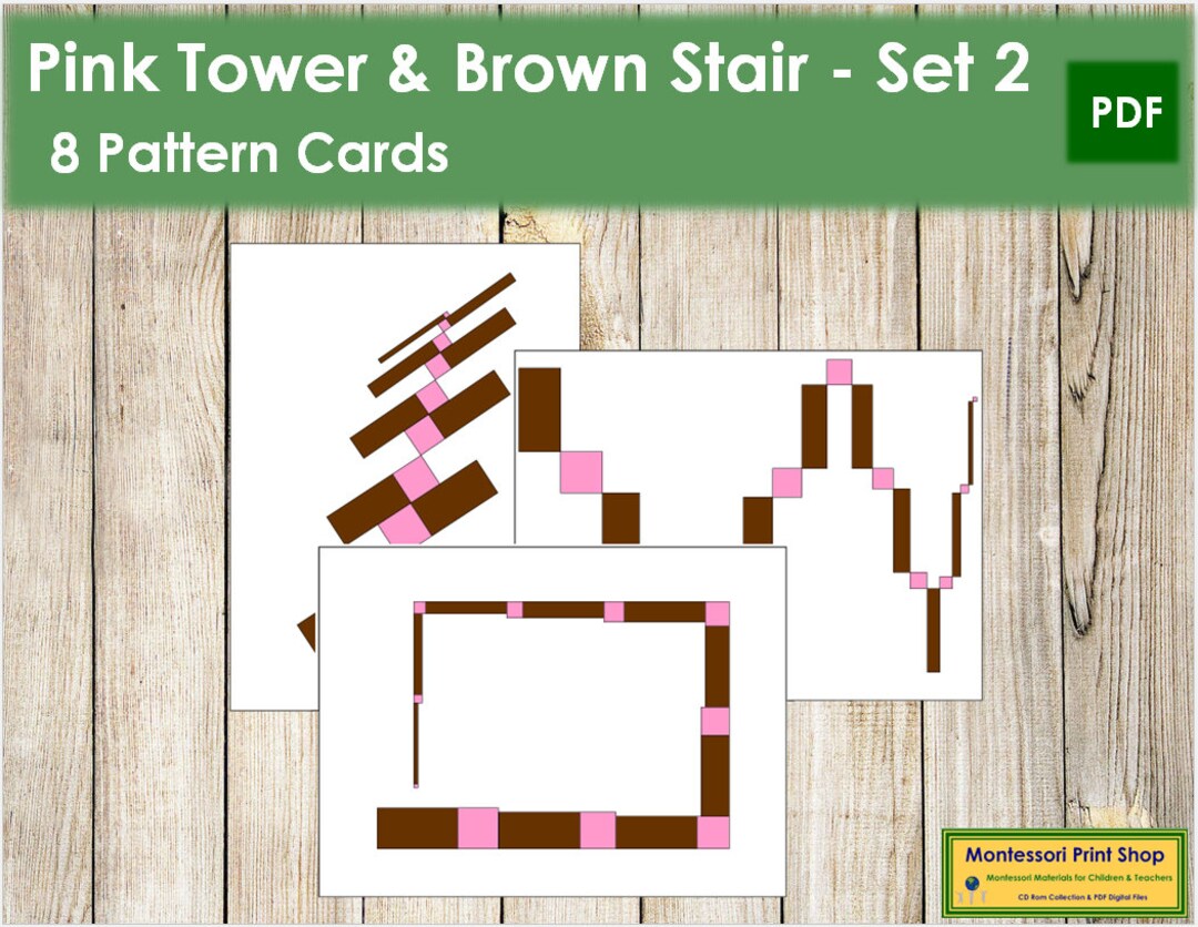 Pink Tower & Brown Stair Pattern Cards set 2 Montessori - Etsy