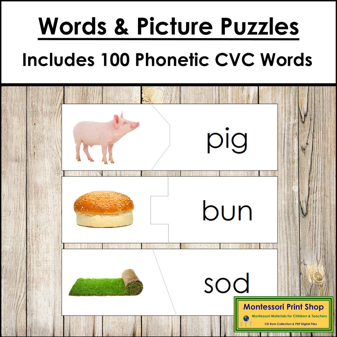Phonetic Words & Picture Puzzles [level 1] - Montessori Phonics ...