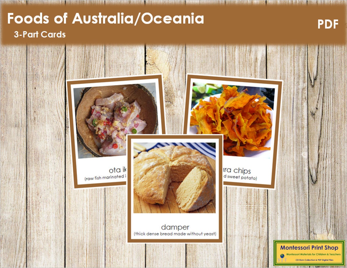 Foods of Australia/oceania color-coded Montessori - Etsy