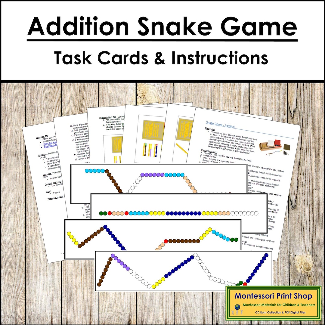 Addition Snake Game Task Cards & Instructions - Primary Math ...