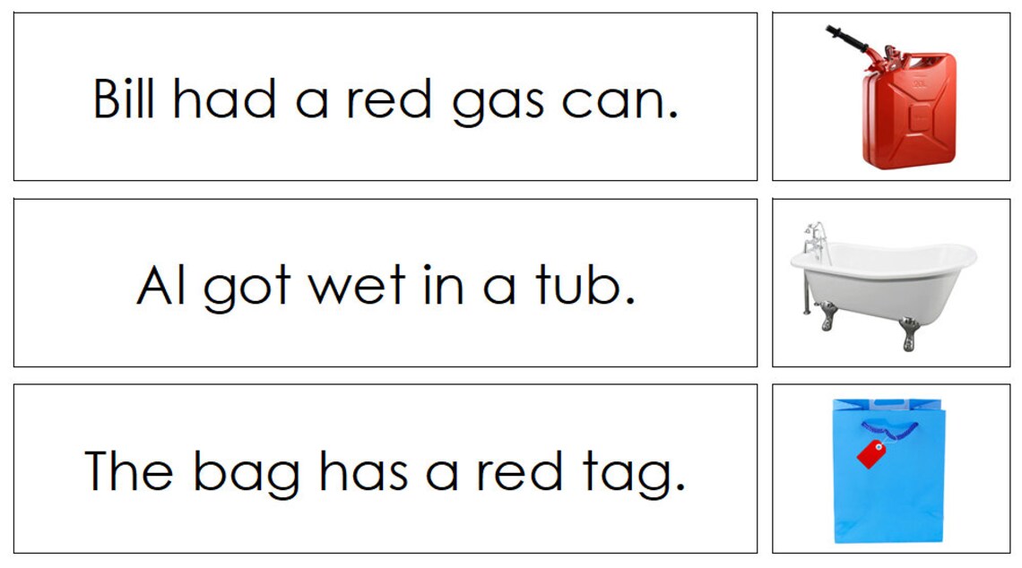 Phonetic Sentences & Pictures Set 1 Language Printable - Etsy