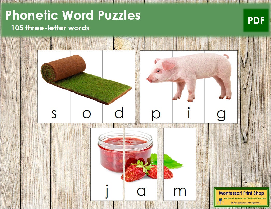 Phonetic Word Puzzles Language Printable Montessori | Etsy
