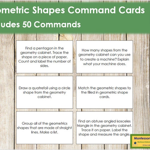 Geometric Shapes Command Cards task Cards Primary Geometry - Etsy