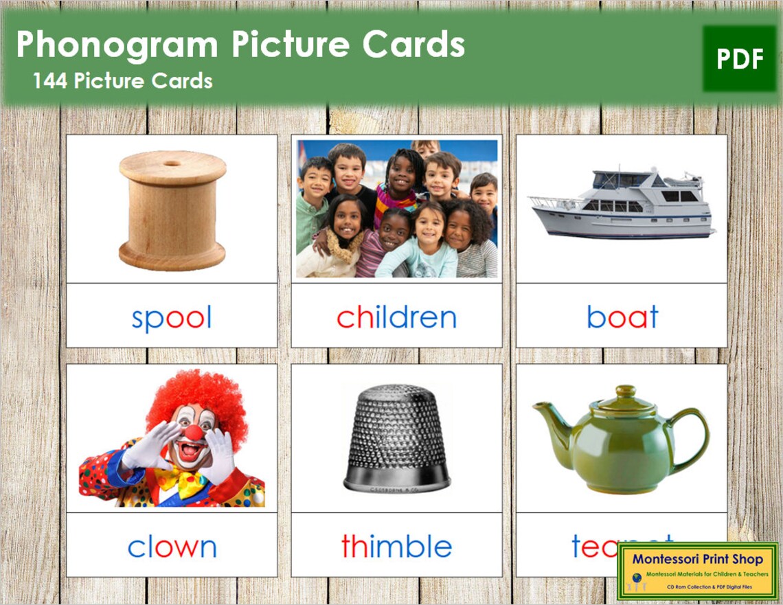 Phonogram Picture Cards Level 3 Montessori Language | Etsy