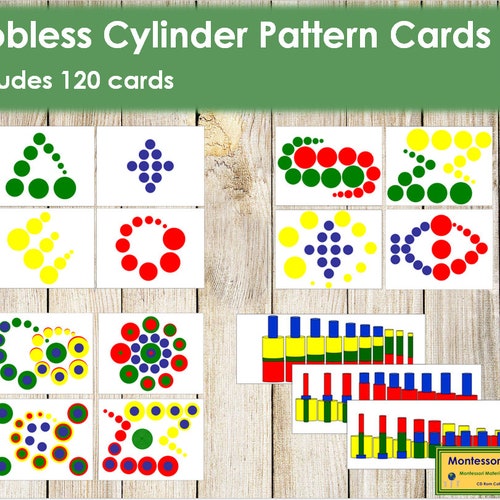 Montessori Knobless Cylinders Pattern Cards Bundle - Etsy