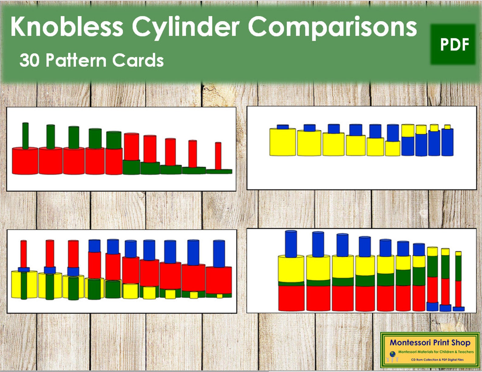 Knobless Cylinder Comparison Cards Montessori Sensorial - Etsy